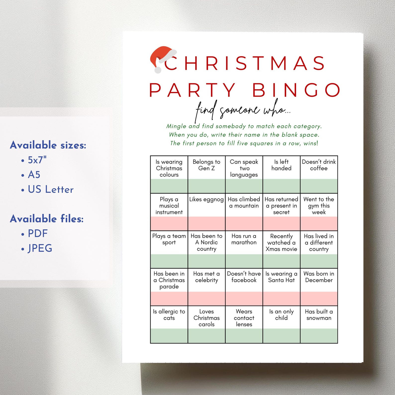 Editable Christmas Party Bingo | Find the Guest Coworker Ice Breaker ...
