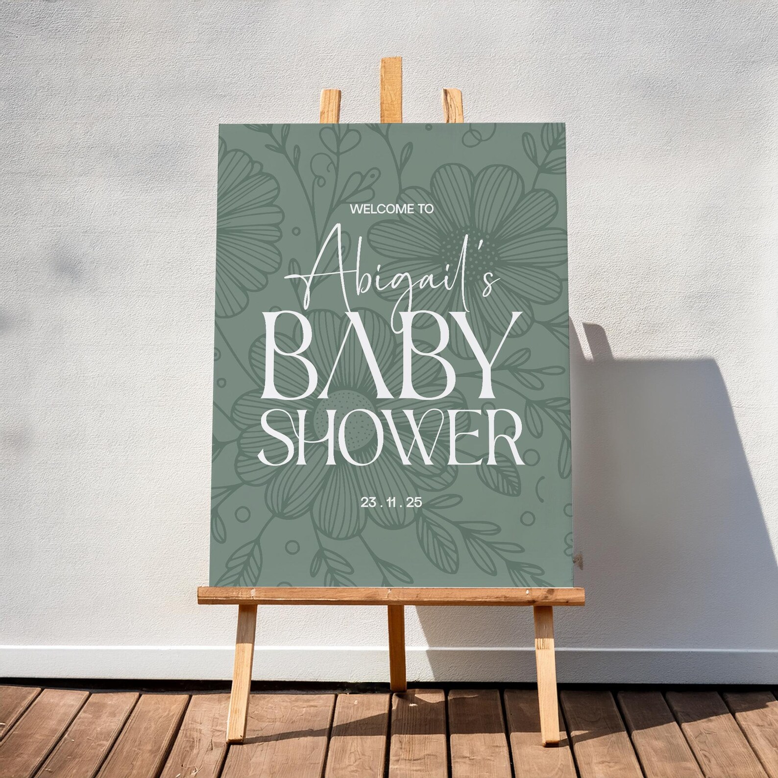 Gender Neutral Baby Shower Welcome Sign | Botanical Green Design ...