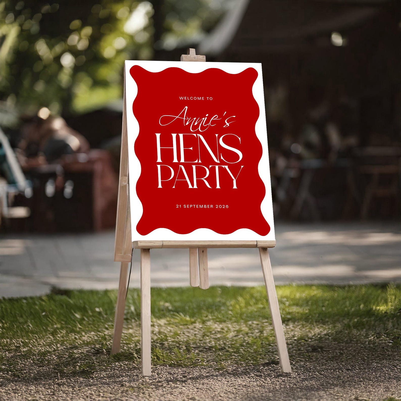 Editable Hens Party Welcome Sign | Red Wavy Border Hen Do Signage | DIY ...