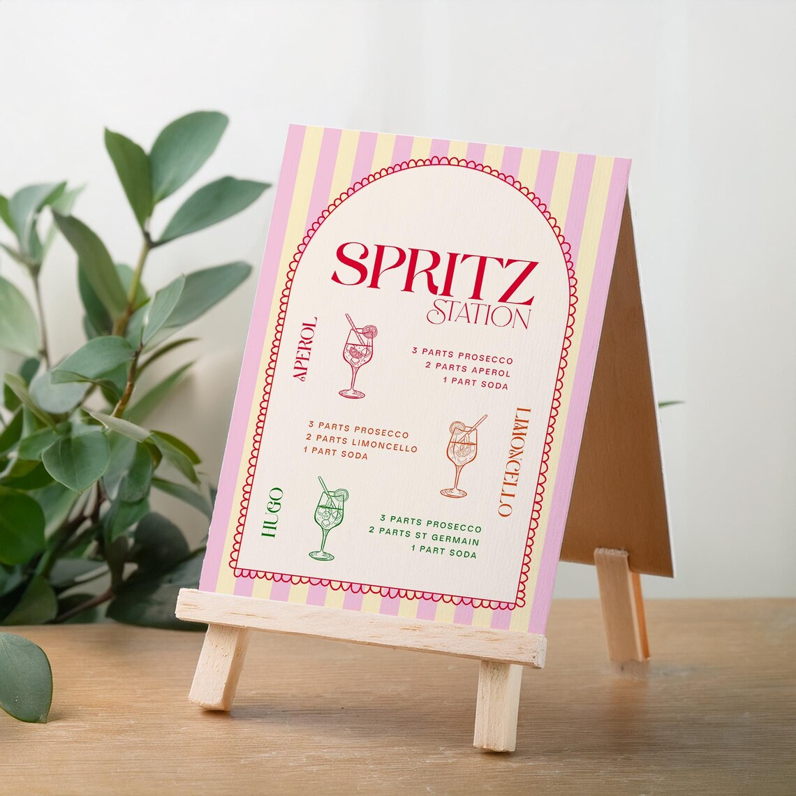 Editable Spritz Station Bar Sign | Aperol Limoncello Hugo Spritz Menu ...