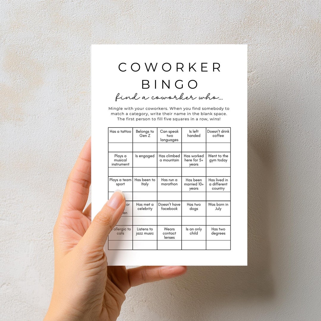 Coworker Bingo Ice Breaker Game for Team Building | Editable Digital ...