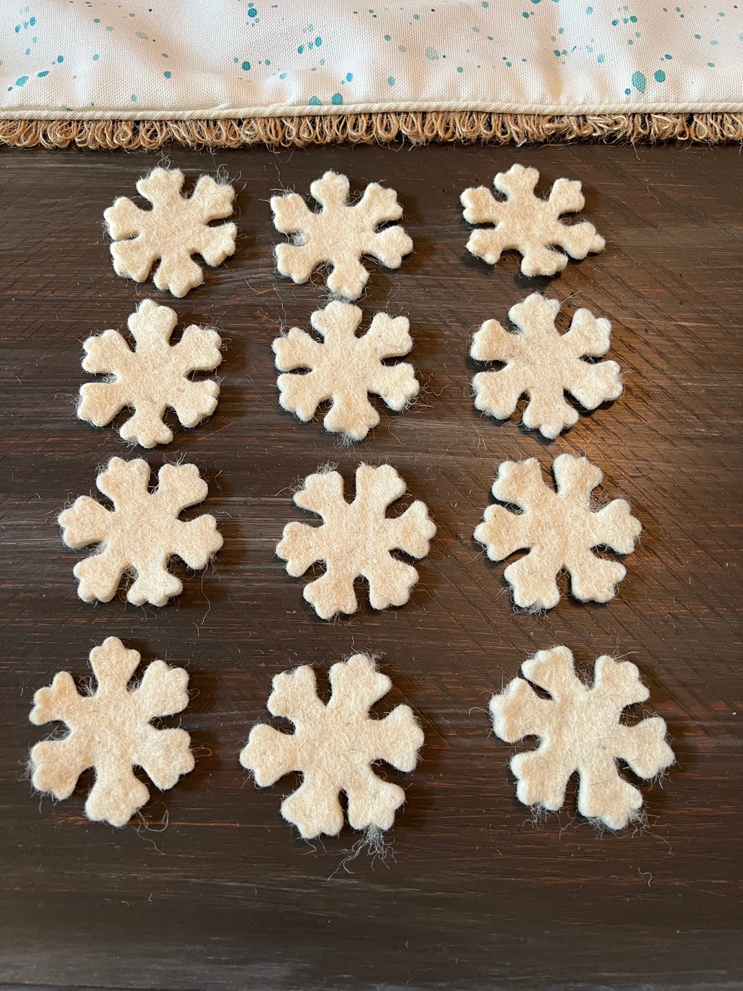 12 Wool Felt Snowflakes Table Scatters Confetti Party Winter Decor ...