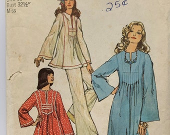 Vintage 1970s Size 10 Bust 32.5 Butterick 5820 Misses' One-piece ...