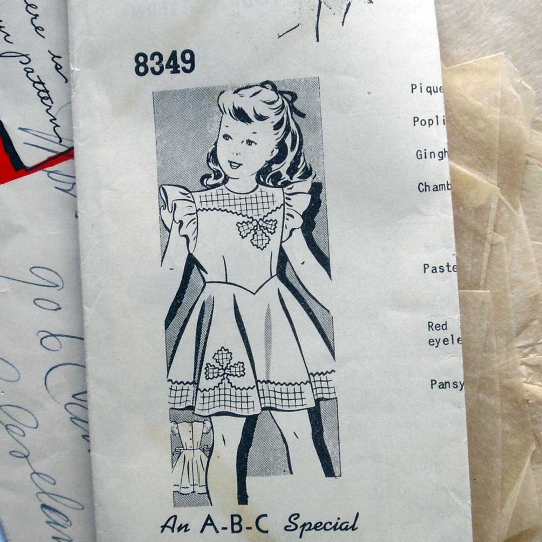 Vintage Unprinted 1940s Mail Order 8349 Girls Size 6 Years Appliqué ...