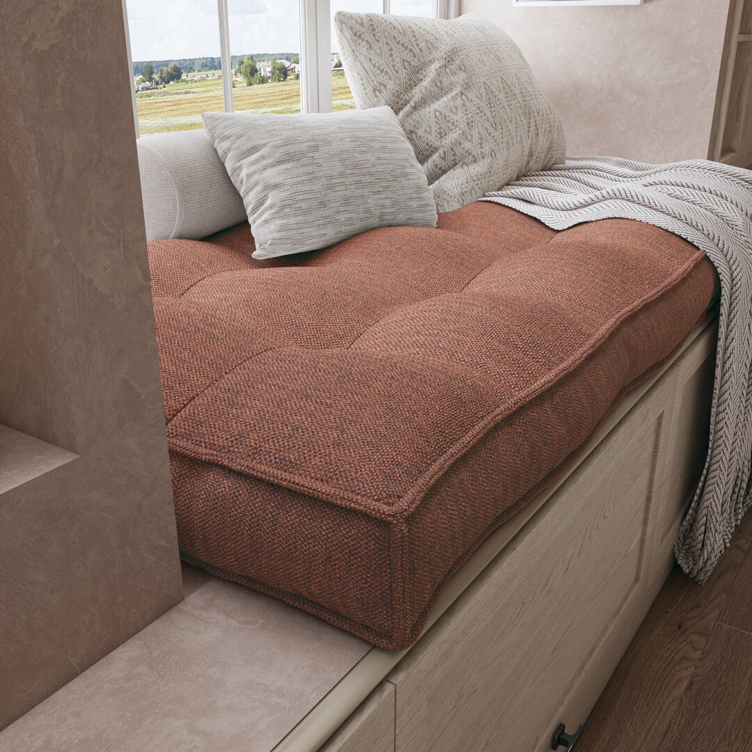 Custom Size Window Bench Cushion, French Bench Cushion, Tufted Seat ...