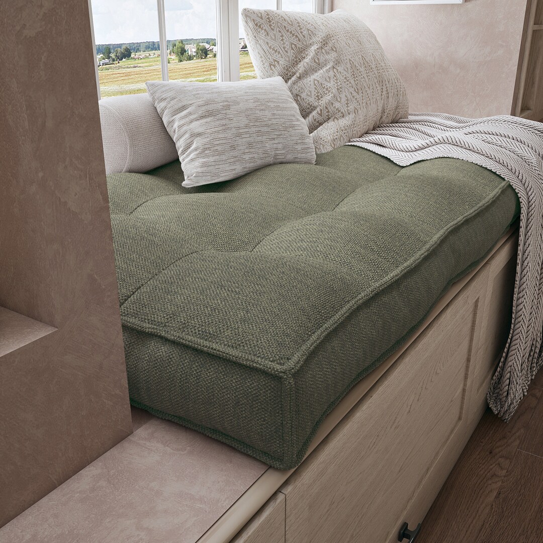 White Bench Seat Cushion, Floor Seating Cushion, Reading Nook Cushion ...