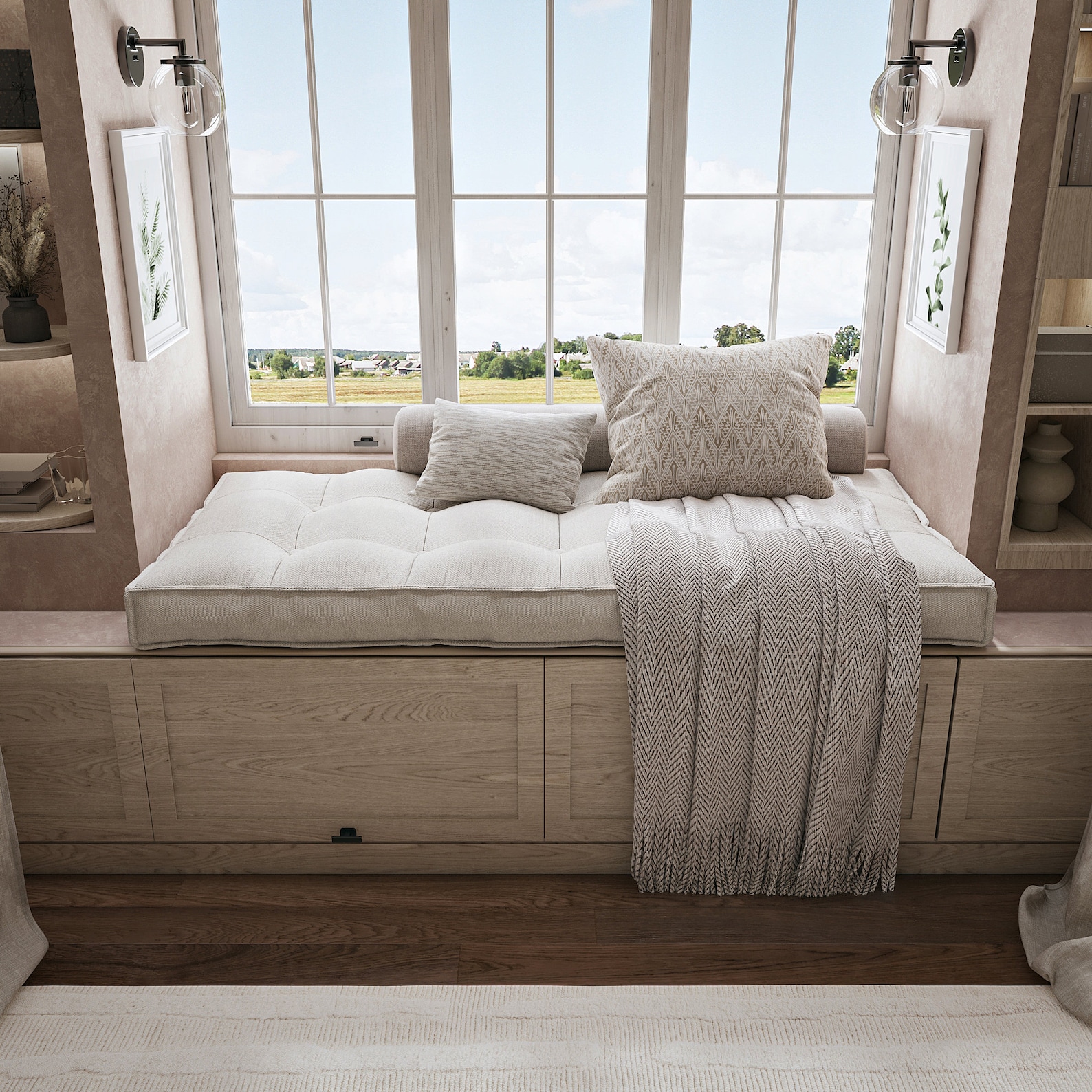 Floor Couch Sofa, French Style Bay Window Cushion, Indoor Cushion Seat ...
