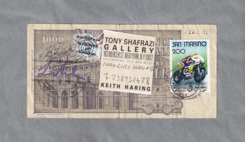 Keith Haring & Andy Warhol - Banconota da 1000 lire firmata con disegno di Keith Haring - Etsy ...