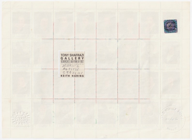 Keith Haring - Stamp Sheet Signed With Drawing - Etsy
