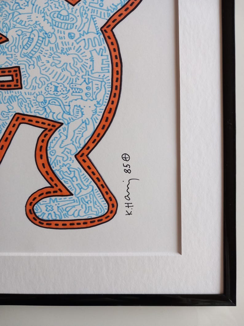 Keith Haring (after) – Dog – Drawing in Marker and Paint - Framed - Etsy
