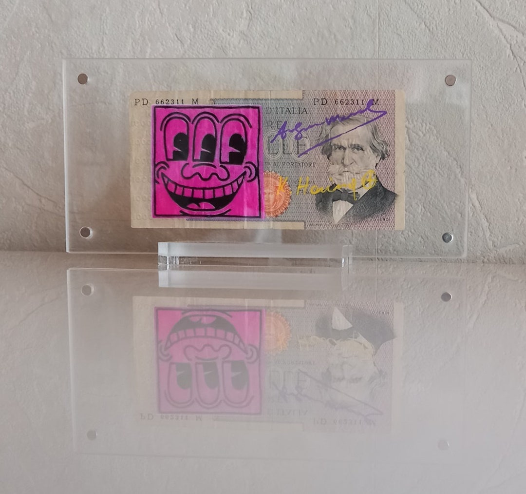 Keith Haring & Andy Warhol - Banconota da 1000 lire firmata con disegno di Keith Haring - Etsy ...