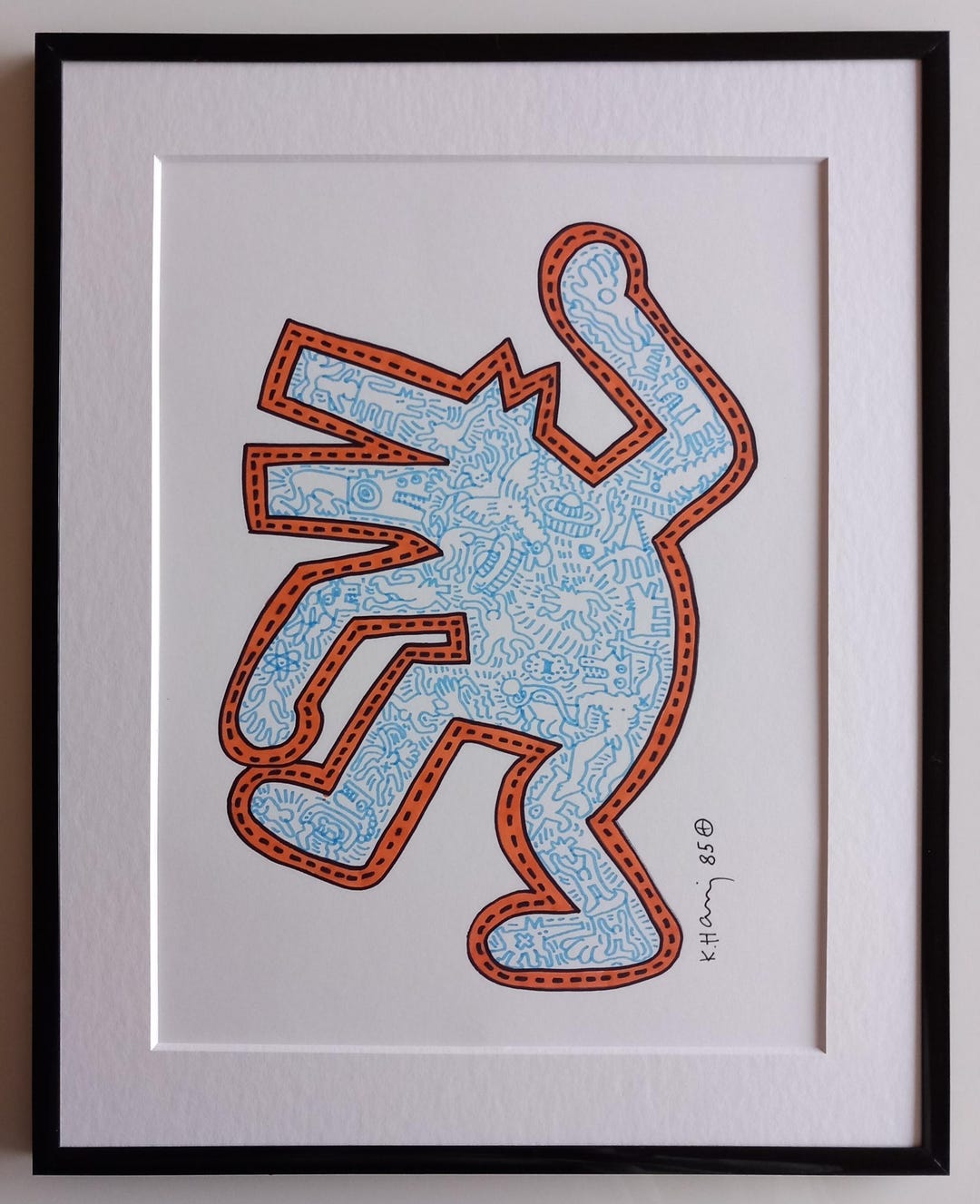 Keith Haring (after) – Dog – Drawing in Marker and Paint - Framed - Etsy