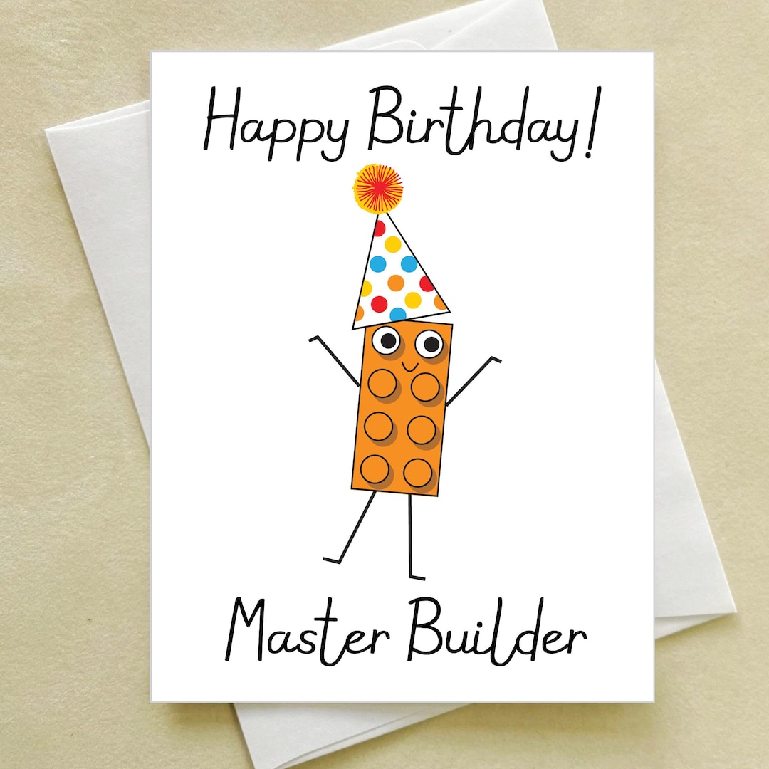 Building Block Birthday Card - MASTER BUILDER - Happy Birthday - Brick ...