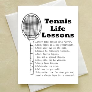 Tennis Life Lessons Greeting Card - Birthday - Encouragement ...