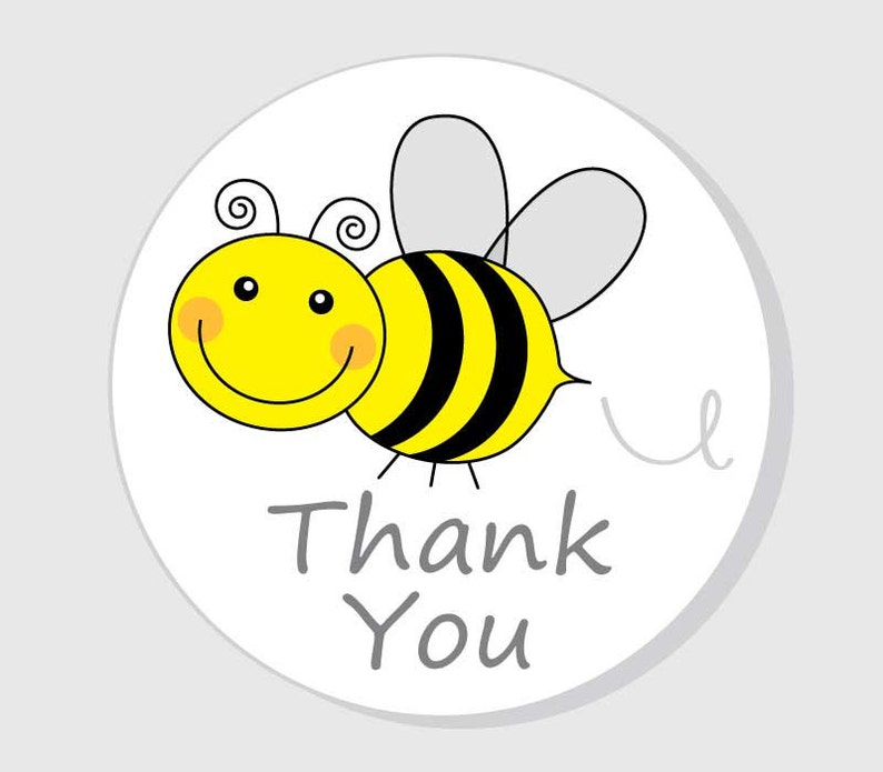 Bee Thank You Baby Shower Stickers Bumble Bee White Matte | Etsy