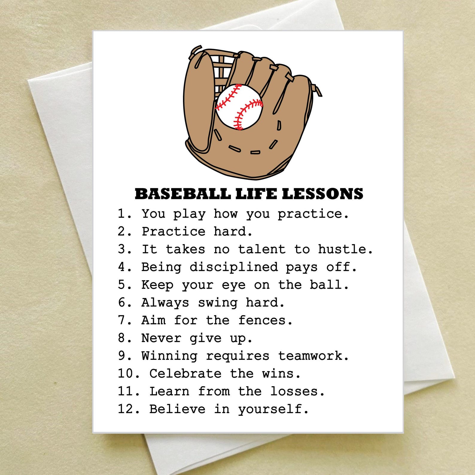 Baseball Life Lessons Greeting Card - Birthday - Encouragement ...