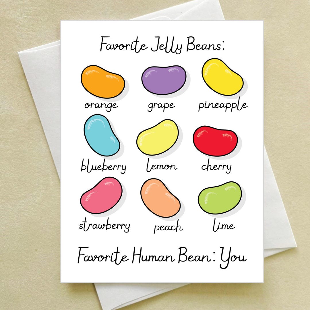 Jelly Bean Card - Easter Card - Birthday Card - Favorite Jelly Beans ...