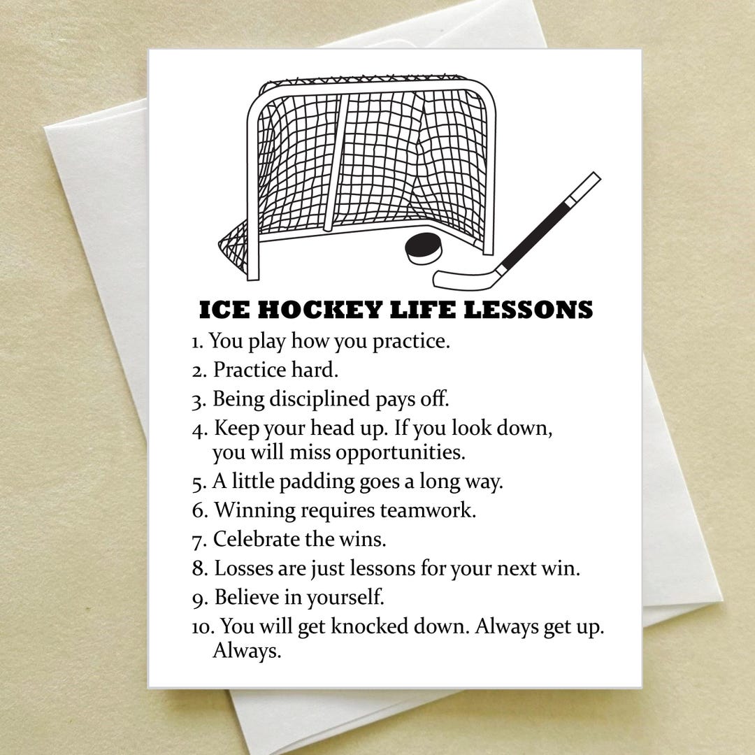 Ice Hockey Life Lessons Greeting Card - Birthday - Encouragement ...