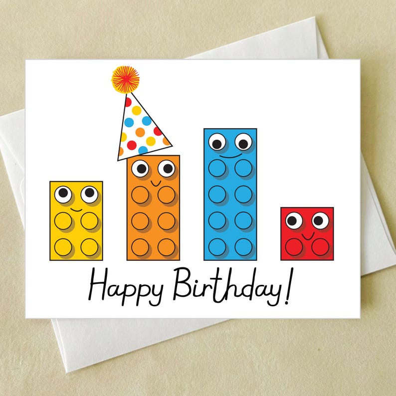 Building Block Birthday Card - Happy Birthday - Brick Builder - Master ...