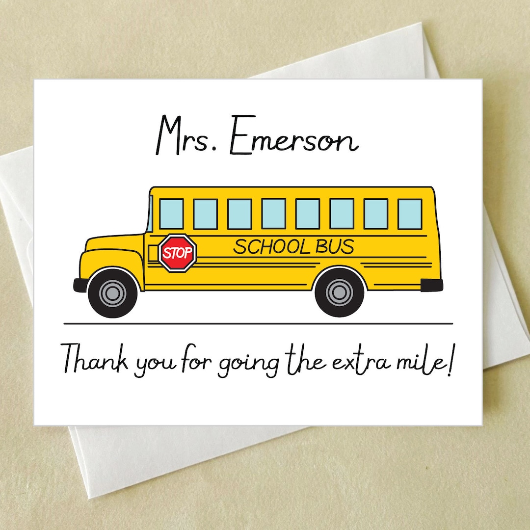 School Bus Driver Thank You Card Personalized - School Bus Driver ...