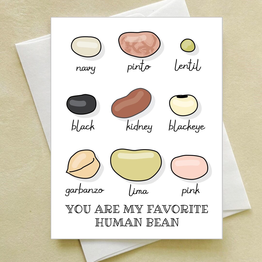 Bean Card - You Are My Favorite Human Bean - Valentine's Day ...