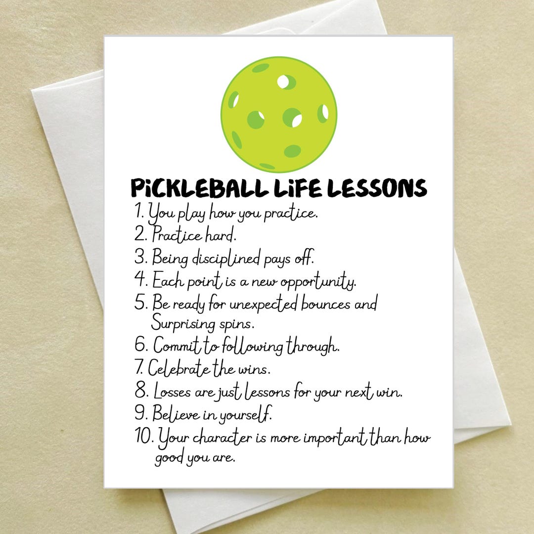 Pickleball Life Lessons Card - Pickleball Birthday Greeting Card ...