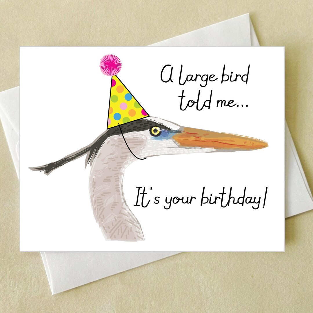 Heron Birthday Card - Florida Bird Birthday Card - Great Blue Heron - a ...