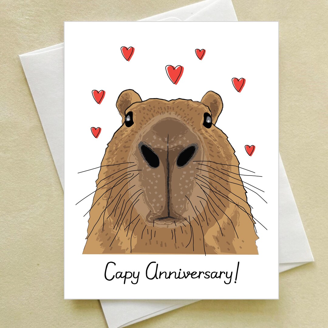 Capybara Anniversary Card - Capy Anniversary - Etsy