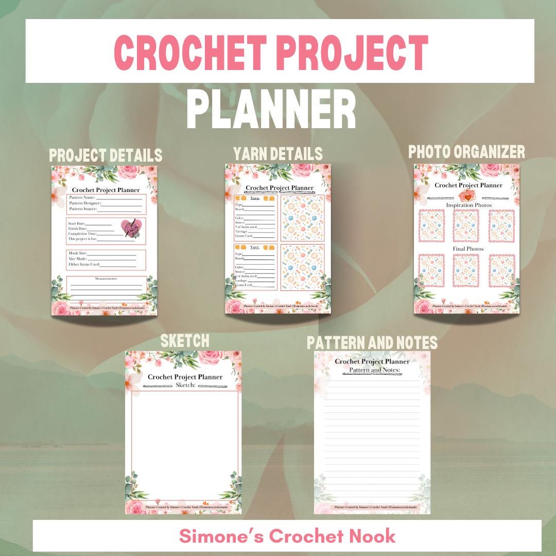 Digital Crochet Project Planner - Fillable and Printable - Etsy