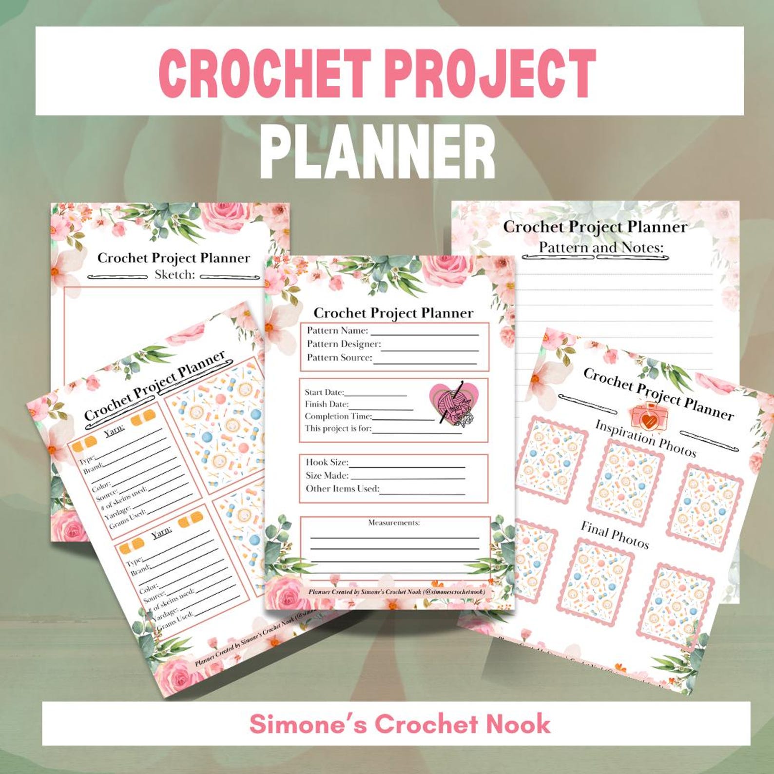 Digital Crochet Project Planner - Fillable and Printable - Etsy