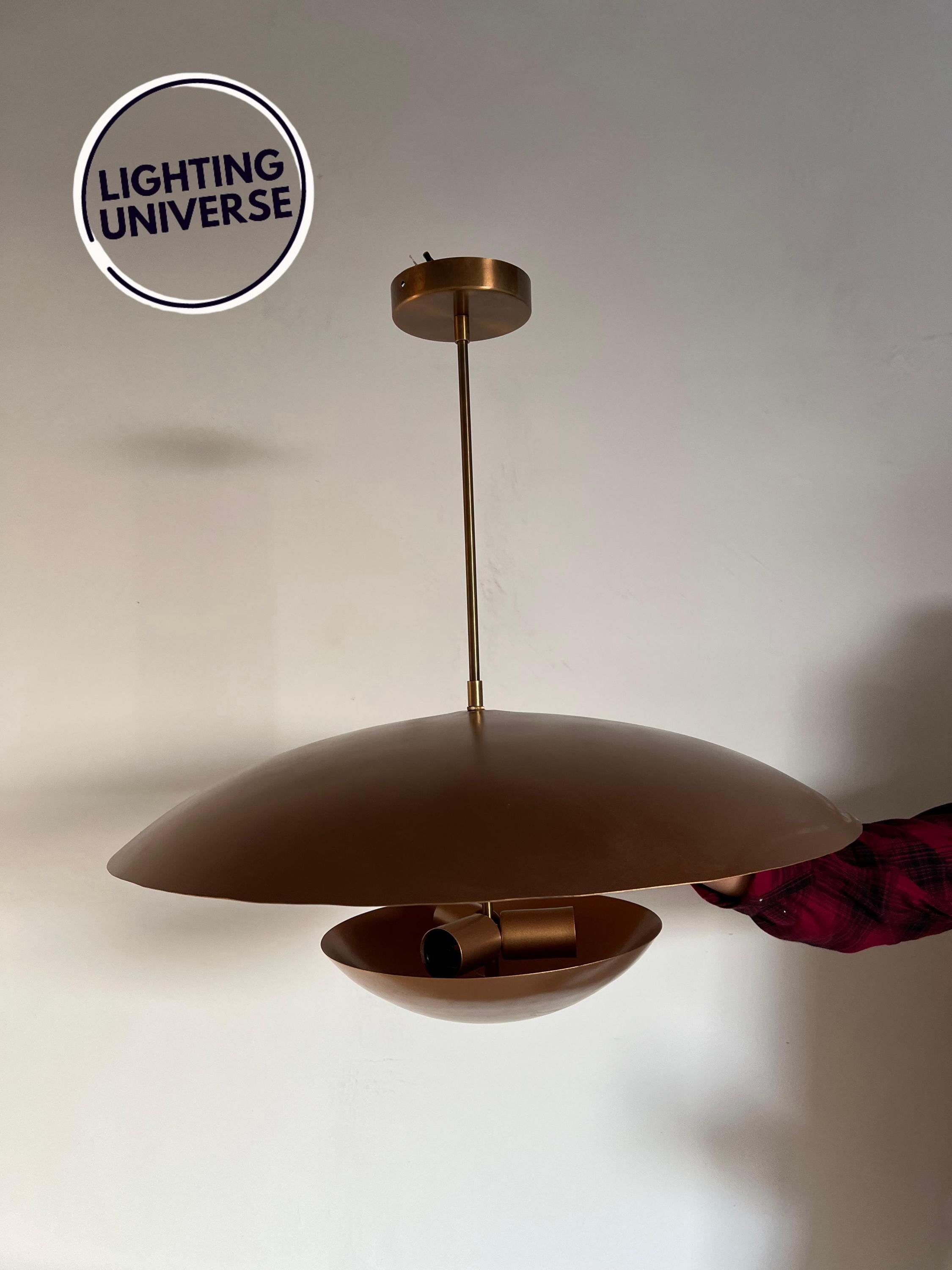 Mid-century Modern Brass Sputnik Chandelier: Double-dish Pendant Light ...