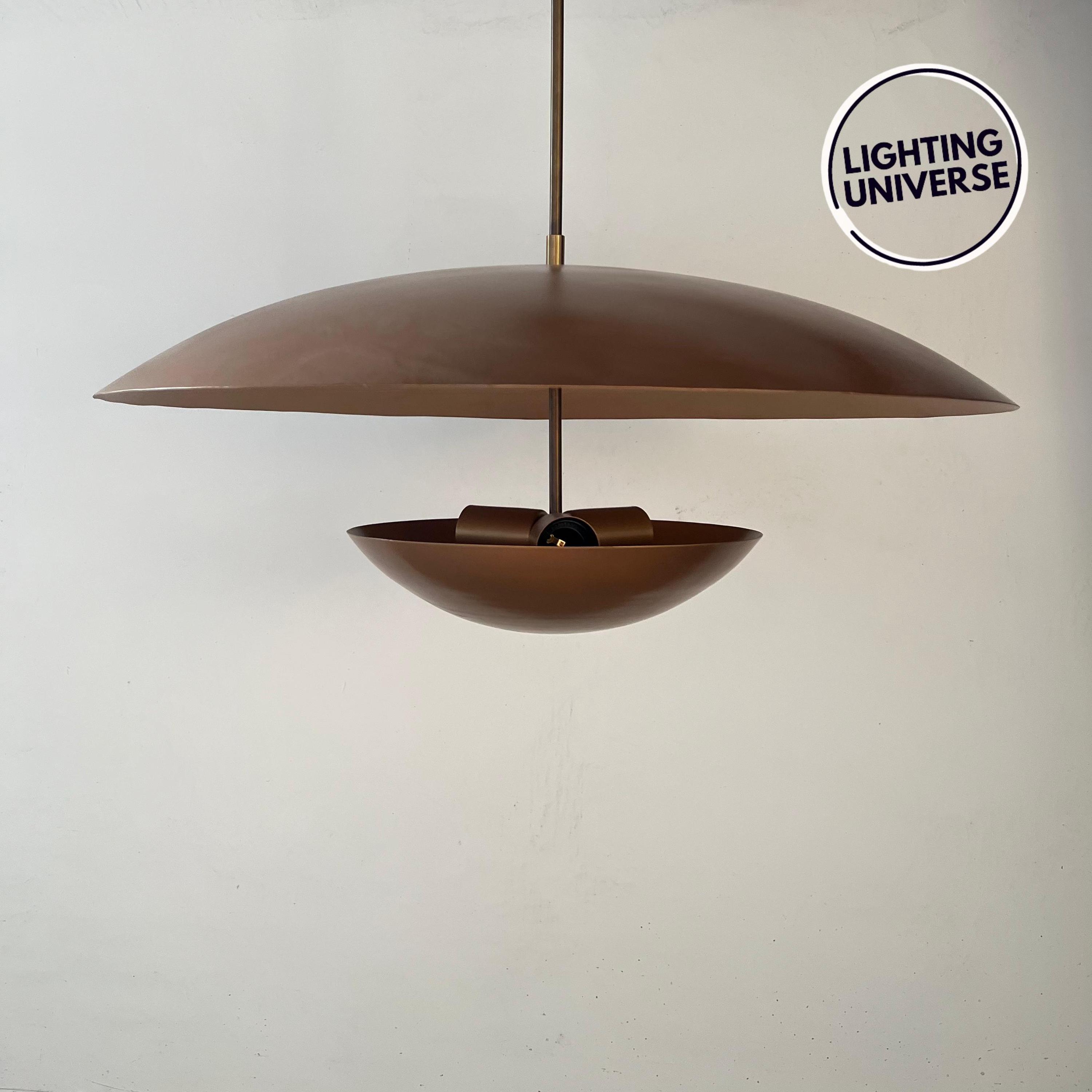 Mid-century Modern Brass Sputnik Chandelier: Double-dish Pendant Light ...