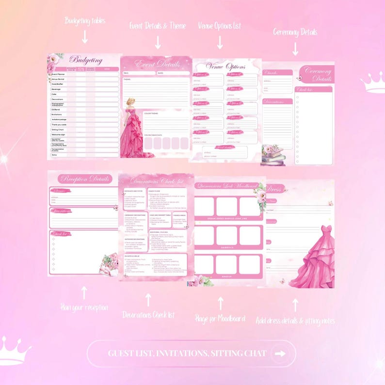 Quinceañera Digital Planner / Sweet 15 Favors / Sweet 15 Planner ...