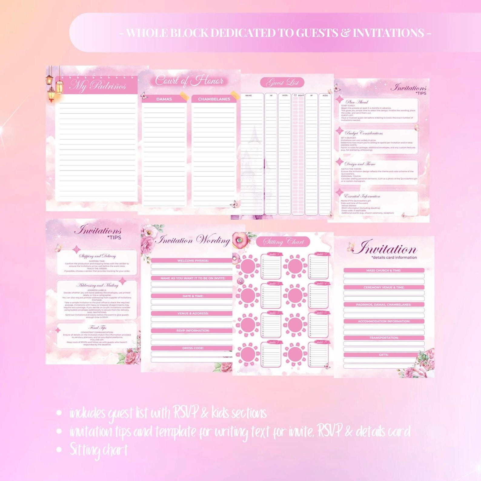 Quinceañera Digital Planner / Sweet 15 Favors / Sweet 15 Planner ...