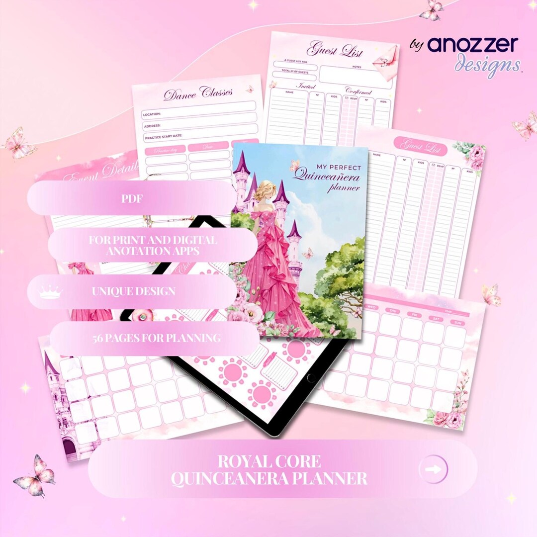 Quinceañera Digital Planner / Sweet 15 Favors / Sweet 15 Planner ...