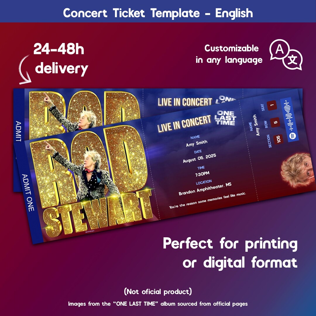 Rod Stewart Concert Ticket – Personalized Tour Souvenir | Custom ...