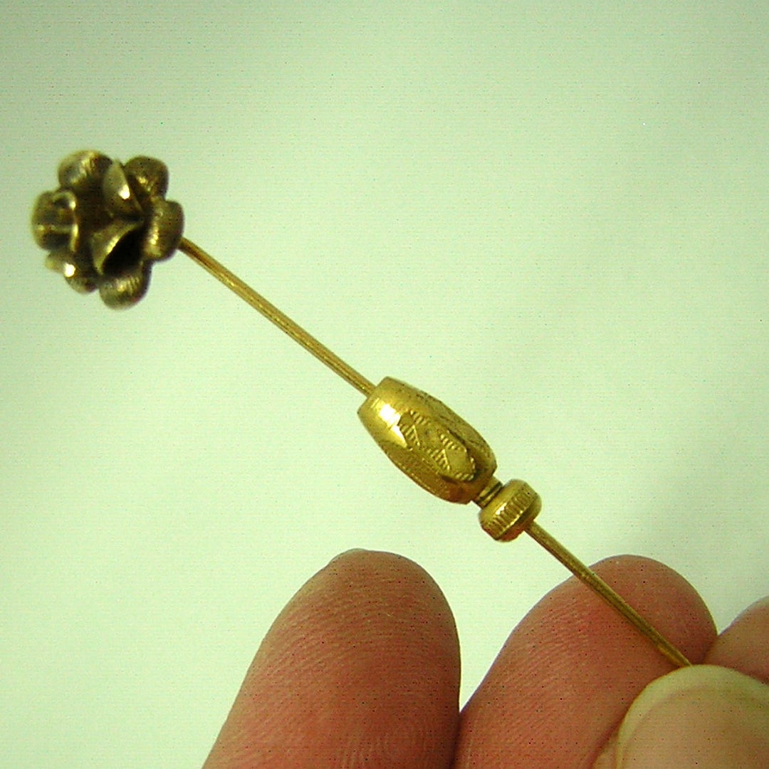 Antique Victorian Rose Hat Pin: Engraved Gold Jabot Pin - Etsy