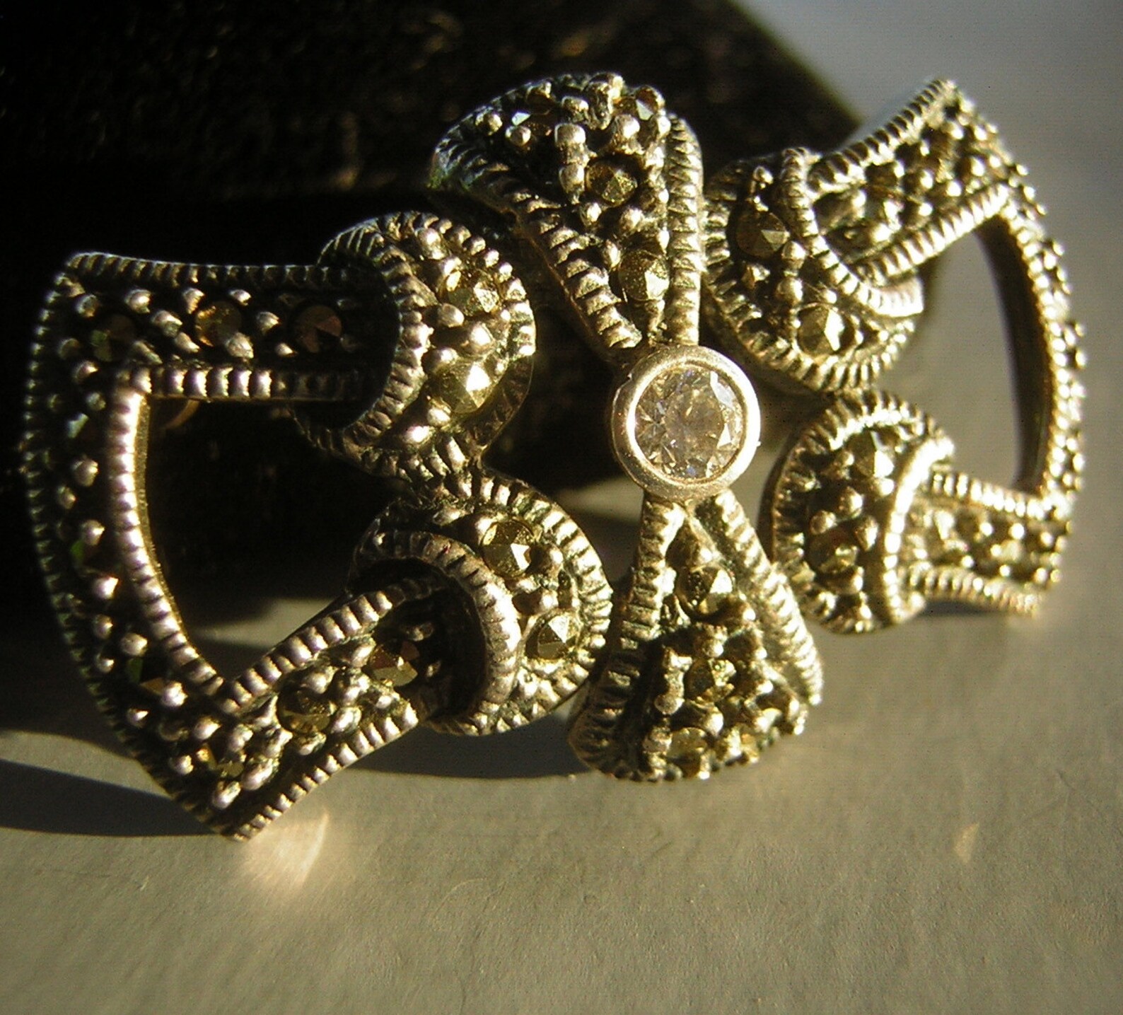 Judith Jack Brooch STERLING Silver Marcasite & Crystal or CZ - Etsy