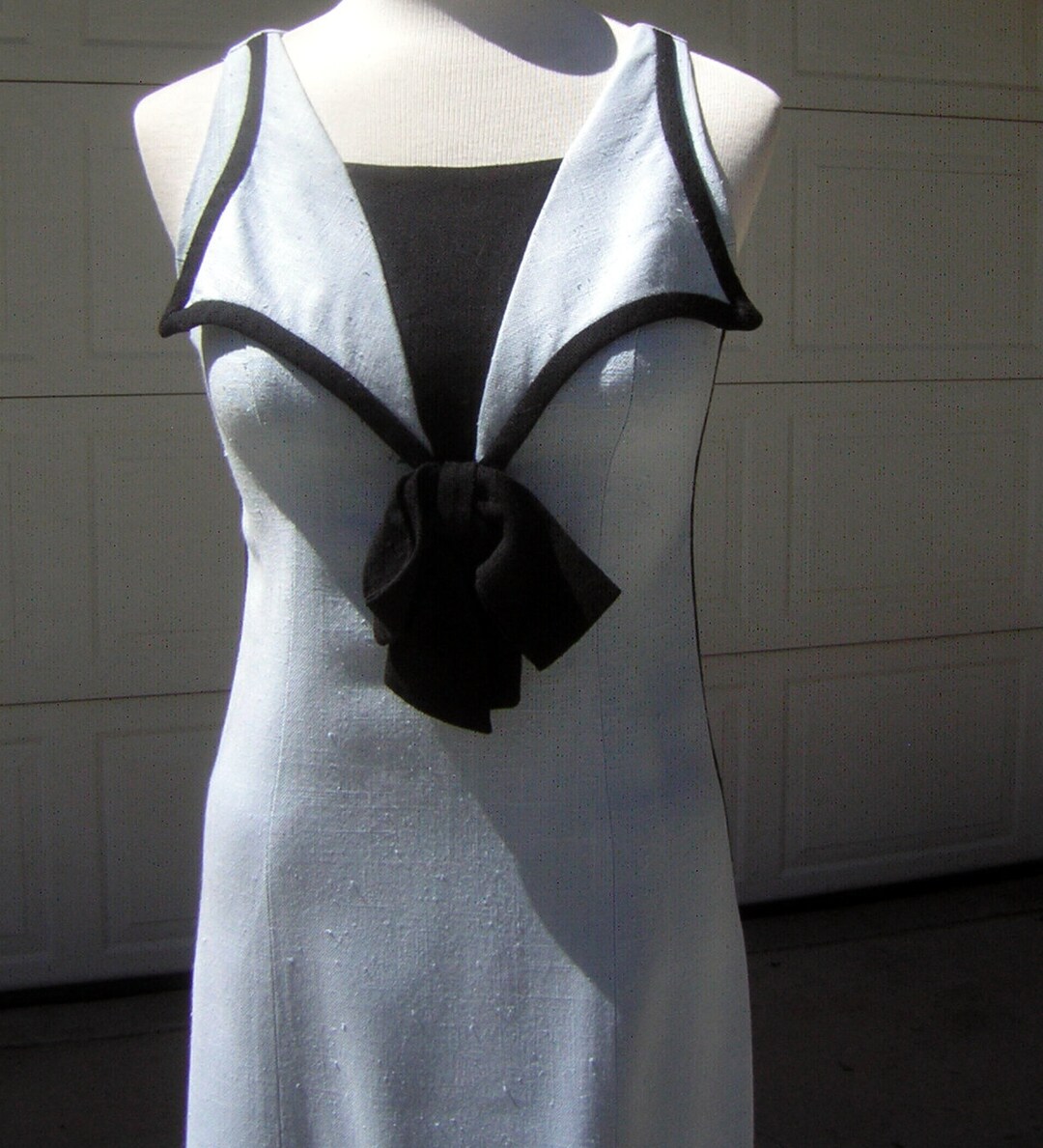 Vintage French MOD Dress Pale Blue & Black Sexy Fit - Figure Flattering ...