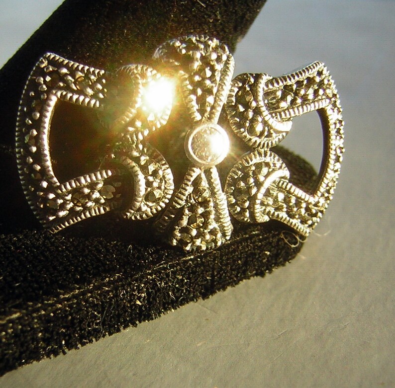 Judith Jack Brooch Sterling Silver Marcasite & Crystal or CZ | Etsy