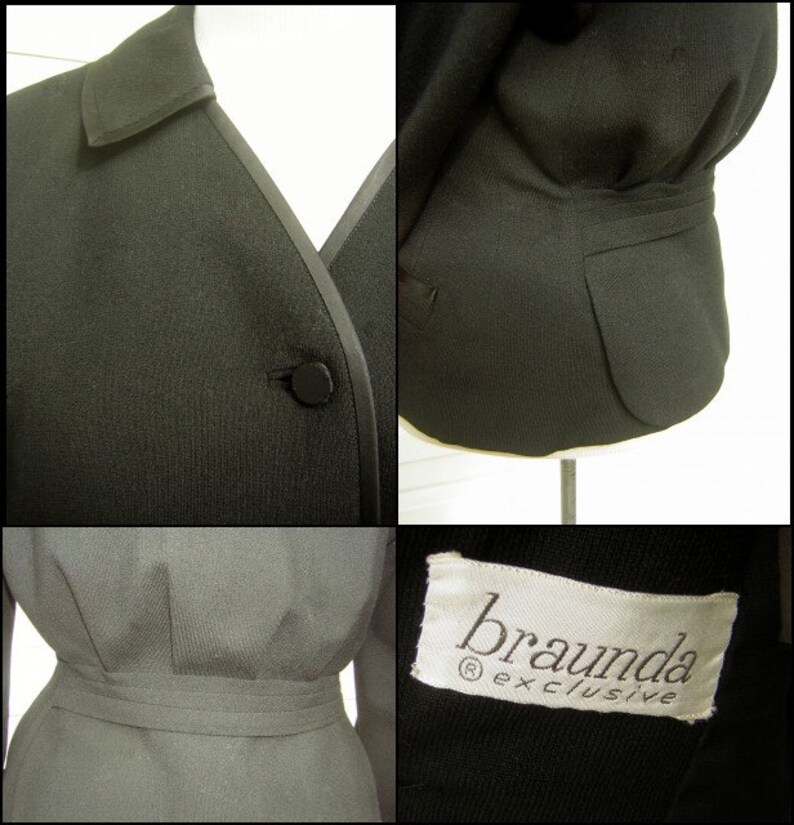 Vintage Black Jacket 1950s New Look BARUNDA Hard Woven Wool | Etsy