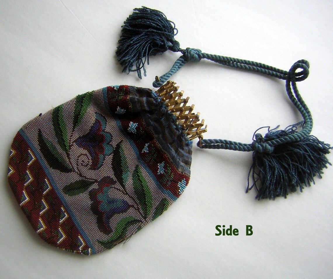 Antique Victorian Edwardian Reticule Micro Beaded Handbag | Etsy