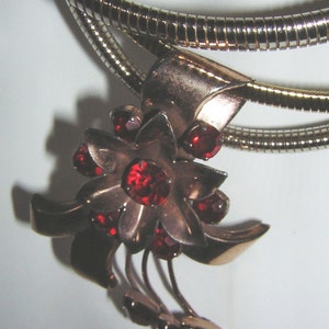 Vintage Red Rhinestone Choker Necklace Brooch Set 70s 50s Retro ...