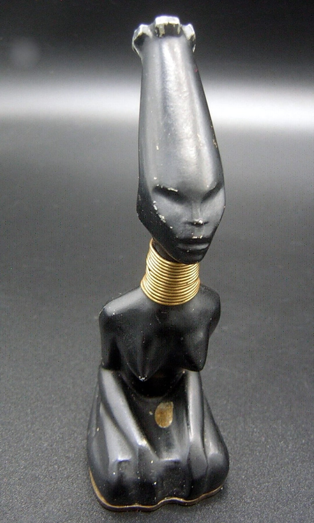 Vintage African MCM Tribal Ubangi Woman Figurine - Solid Blackened ...