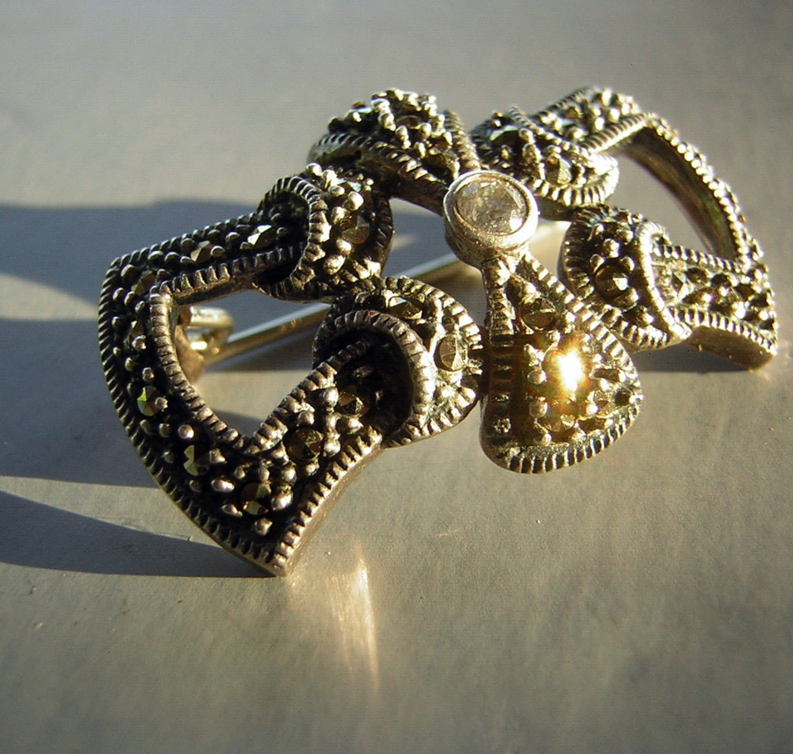 Judith Jack Brooch STERLING Silver Marcasite & Crystal or CZ | Etsy