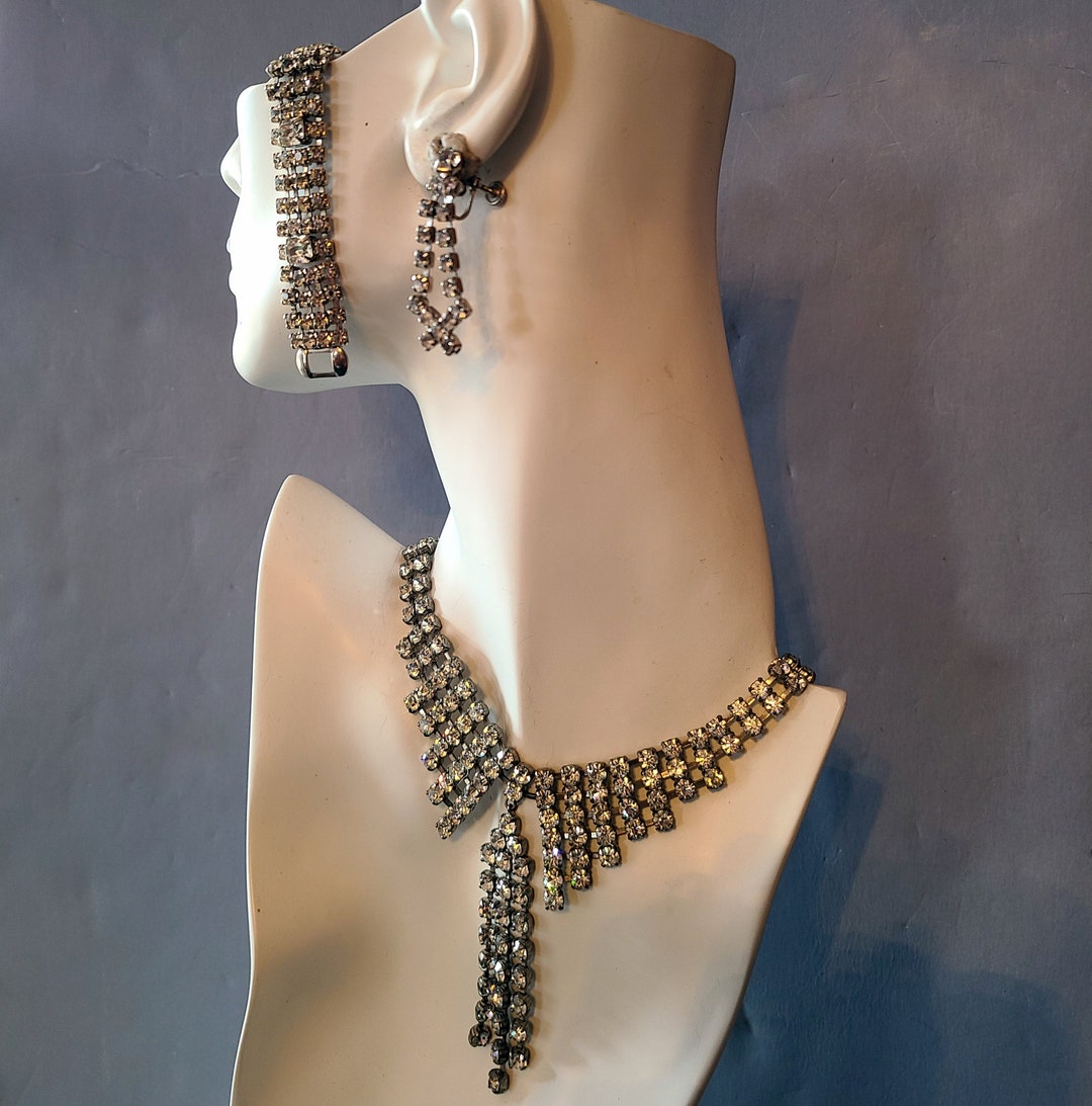 Vintage WEISS Parure Set Necklace / Earrings / Bracelet 60s Estate ...