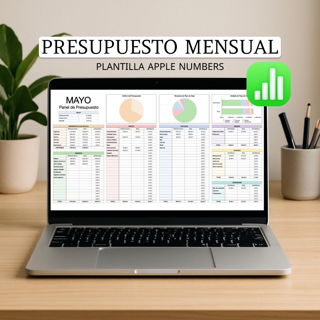 Apple Numbers Budget Template for Mac in Spanish, iPad and Iphone ...
