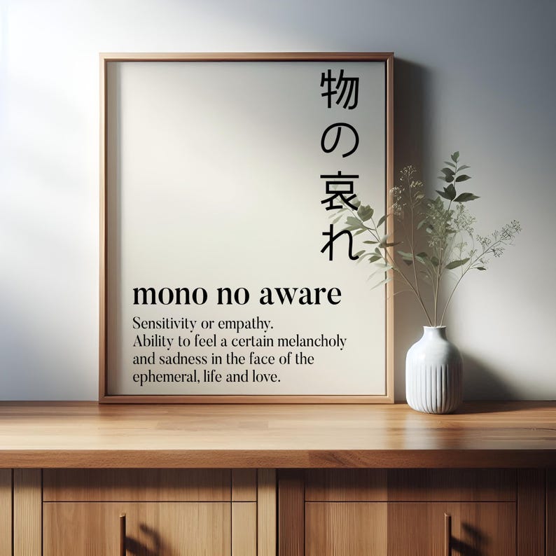 Mono No Aware Kanji Definition Wall Art Japanese Wall Art Asian ...