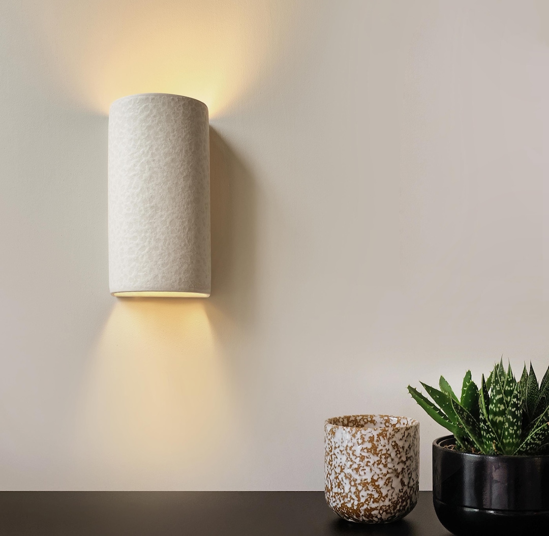 Raw White Ceramic Wall Light Clay Wall Sconce Handmade Wall Light ...