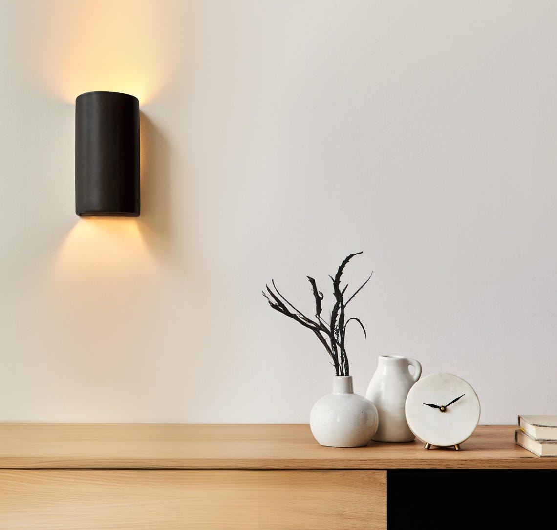 Black Ceramic Wall Light Clay Wall Sconce Handmade Wall Light Artisan ...